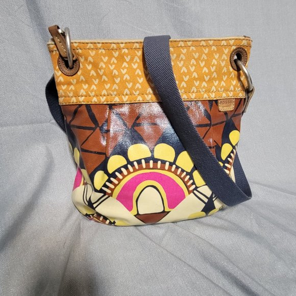 Fossil | Bags | Fossil Key Per Crossbody Bag With Bright Yellow And ...